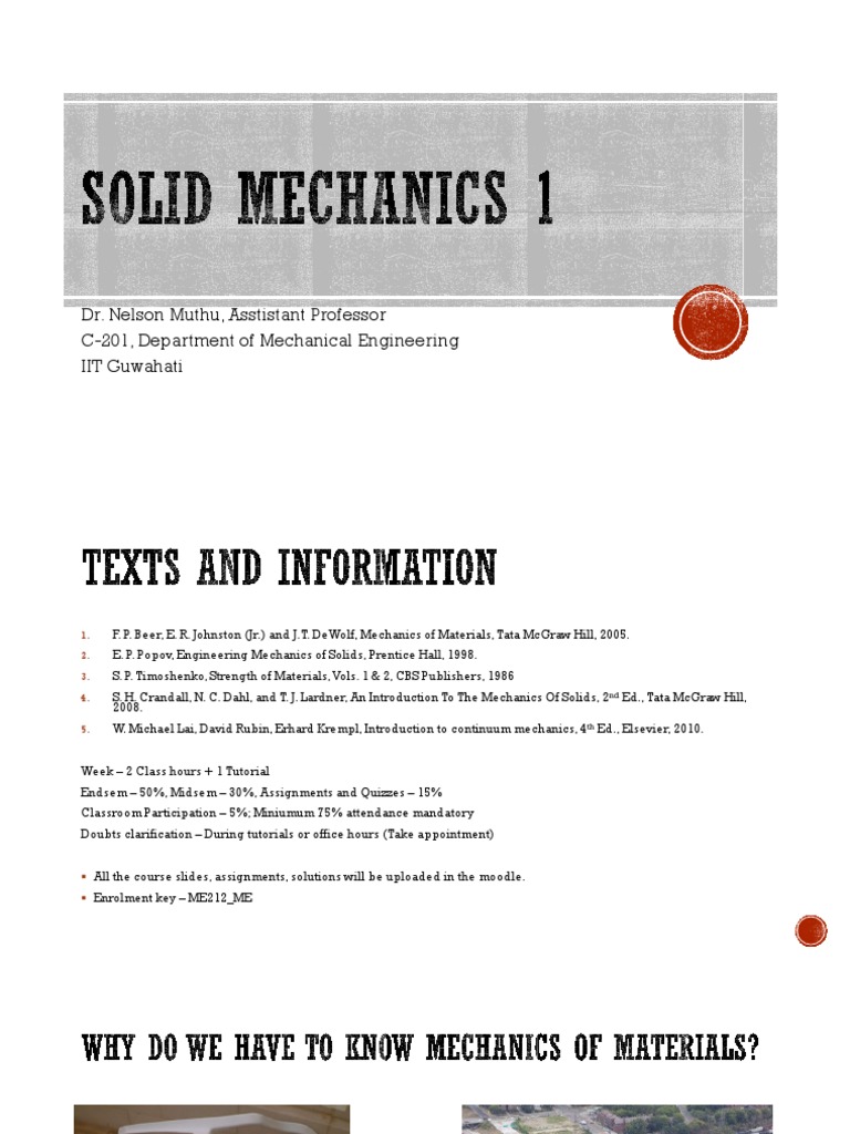 Solid Mechanics ME 212 - Week 1 PDF | PDF | Stress (Mechanics ...