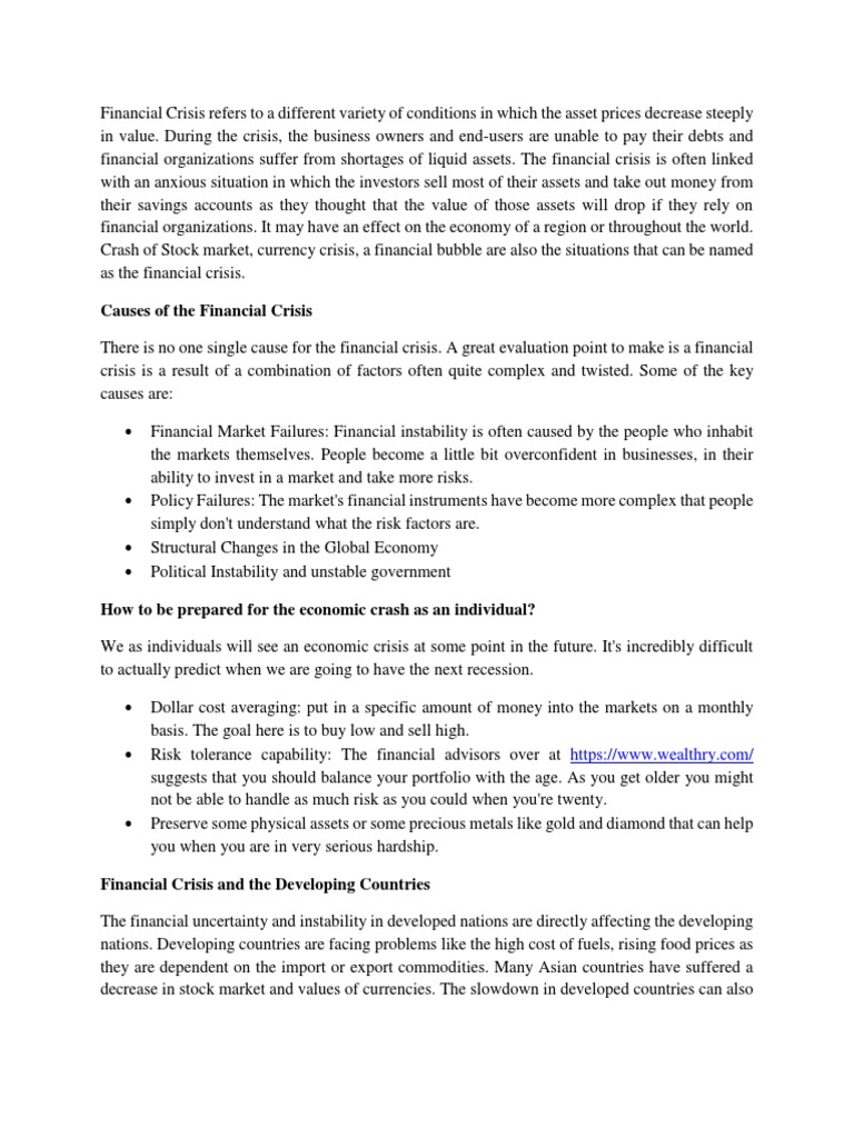 An Analysis of the Causes and Impact of Financial Crises, and ...