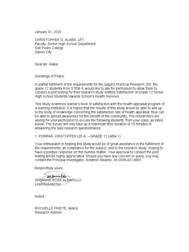 Pilot Test Letters Final | PDF | Science, Technology, Engineering, And ...