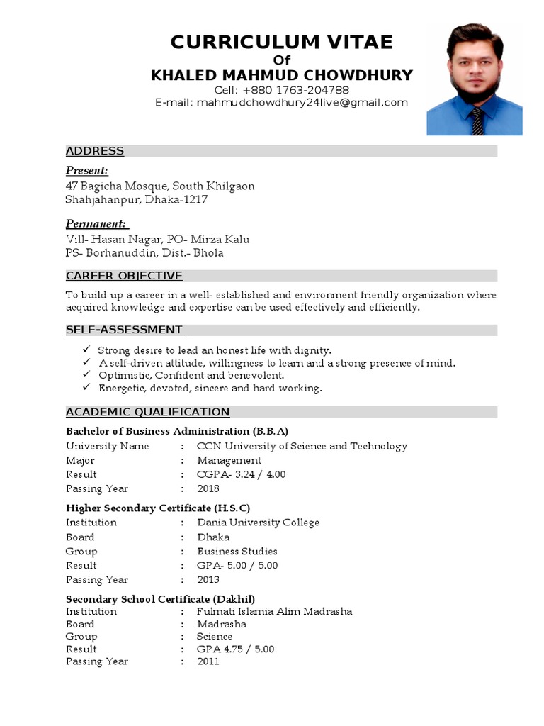 Curriculum Vitae: Khaled Mahmud Chowdhury | PDF | Computing And Information Technology