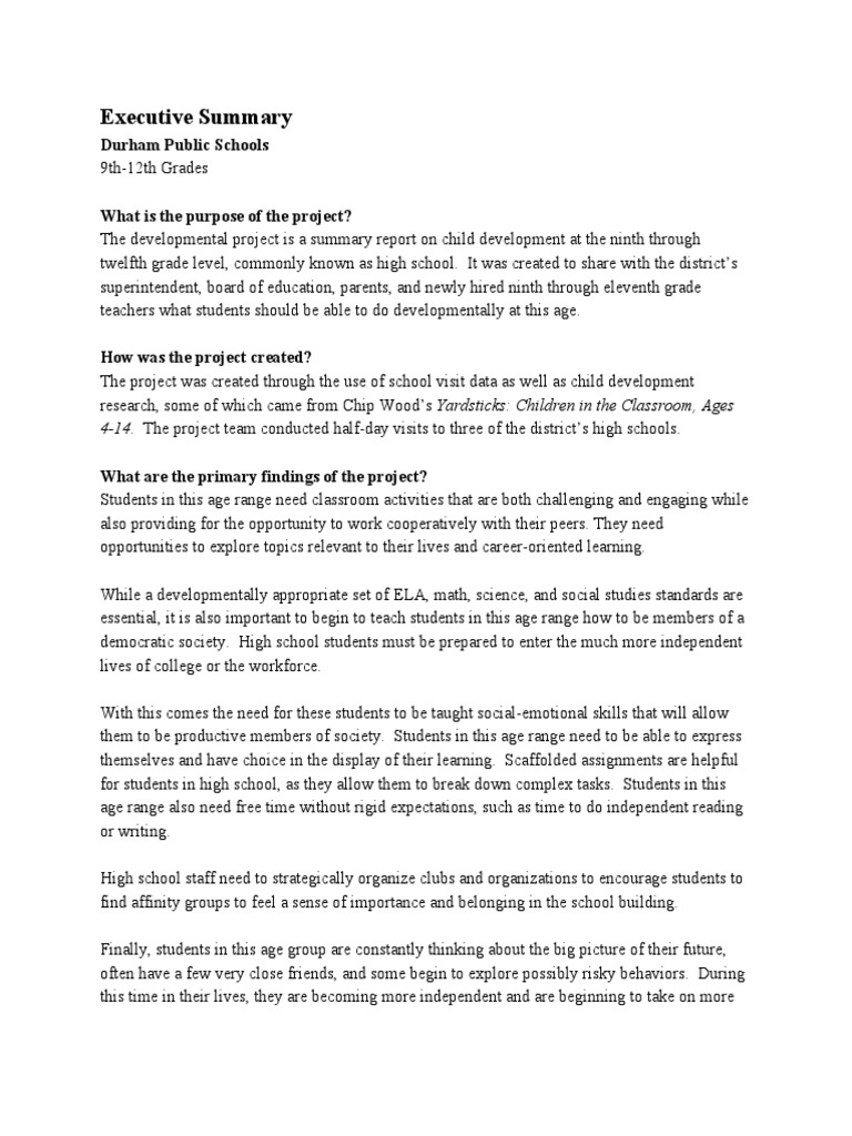 Executive Summary - Hs | PDF | Schools | Teachers