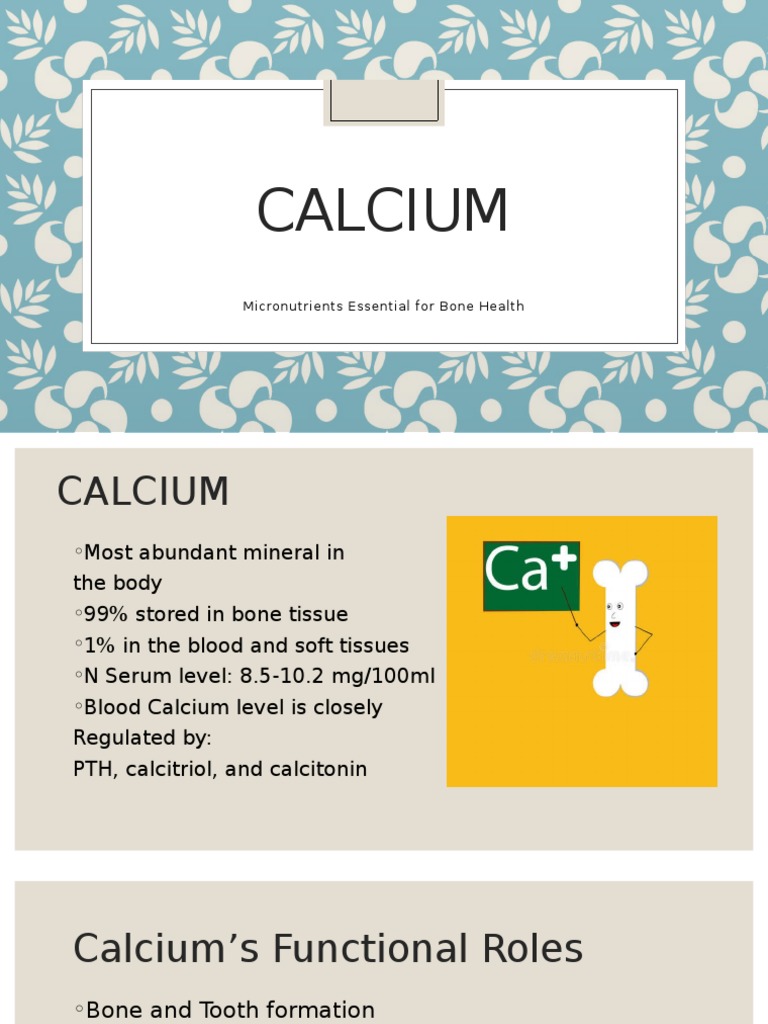 Calcium: Micronutrients Essential For Bone Health | PDF | Calcium ...