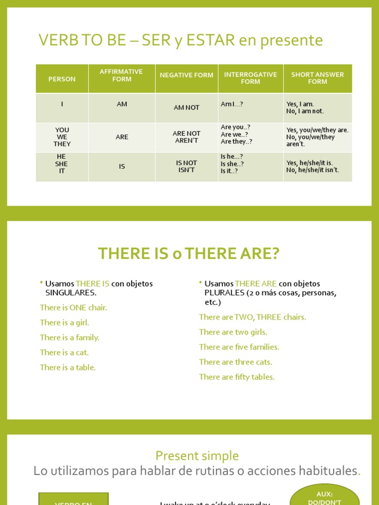 VERB TO BE - SER y ESTAR en | PDF | Syntactic Relationships | Cognitive ...