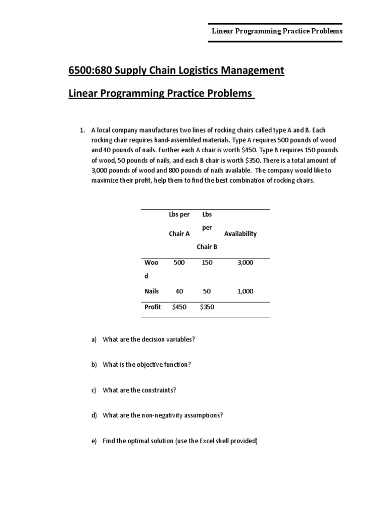 Linear Programming Practice Problems | PDF | Linear Programming | Loss Function