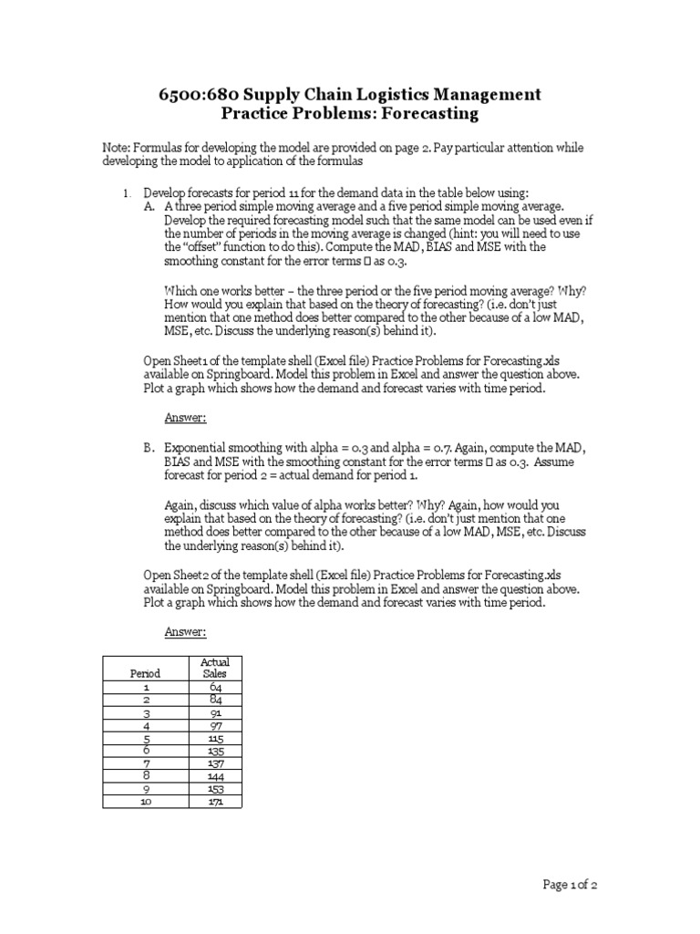 Supply Chain Forecasting Models | PDF | Moving Average | Forecasting