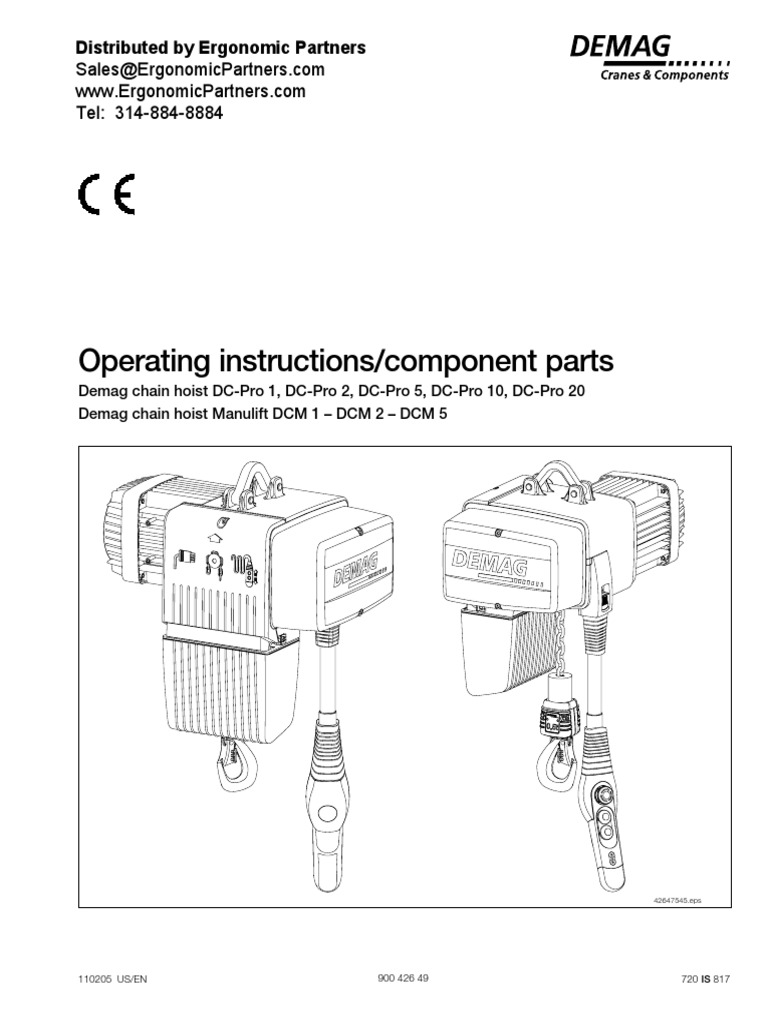 Demag DC Pro DCM Pro Electric Chain Hoist Manual | Download Free PDF ...