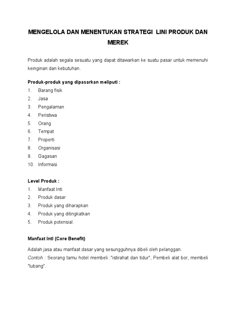 Mengelola Dan Menentukan Strategi Lini Produk Dan Merek | PDF
