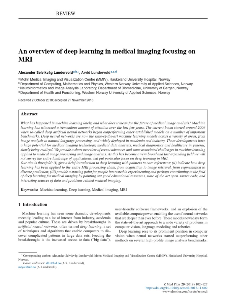 An Overview of Deep Learning in Medical Imaging Focusing On MRI | PDF ...