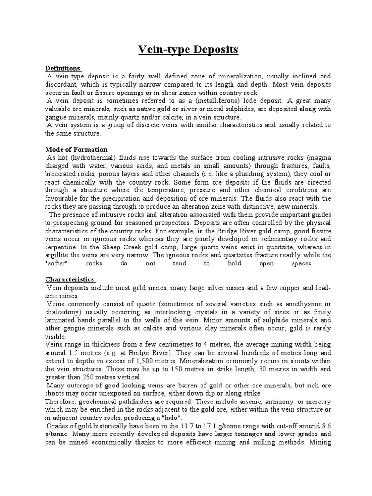 Vein Type Deposit | PDF | Rock (Geology) | Mining