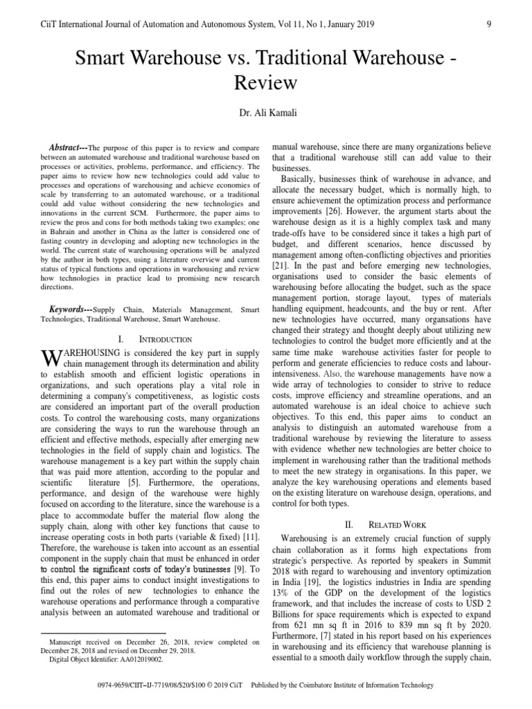Smart Warehouse vs. Traditional Warehouse - Review: Dr. Ali Kamali ...