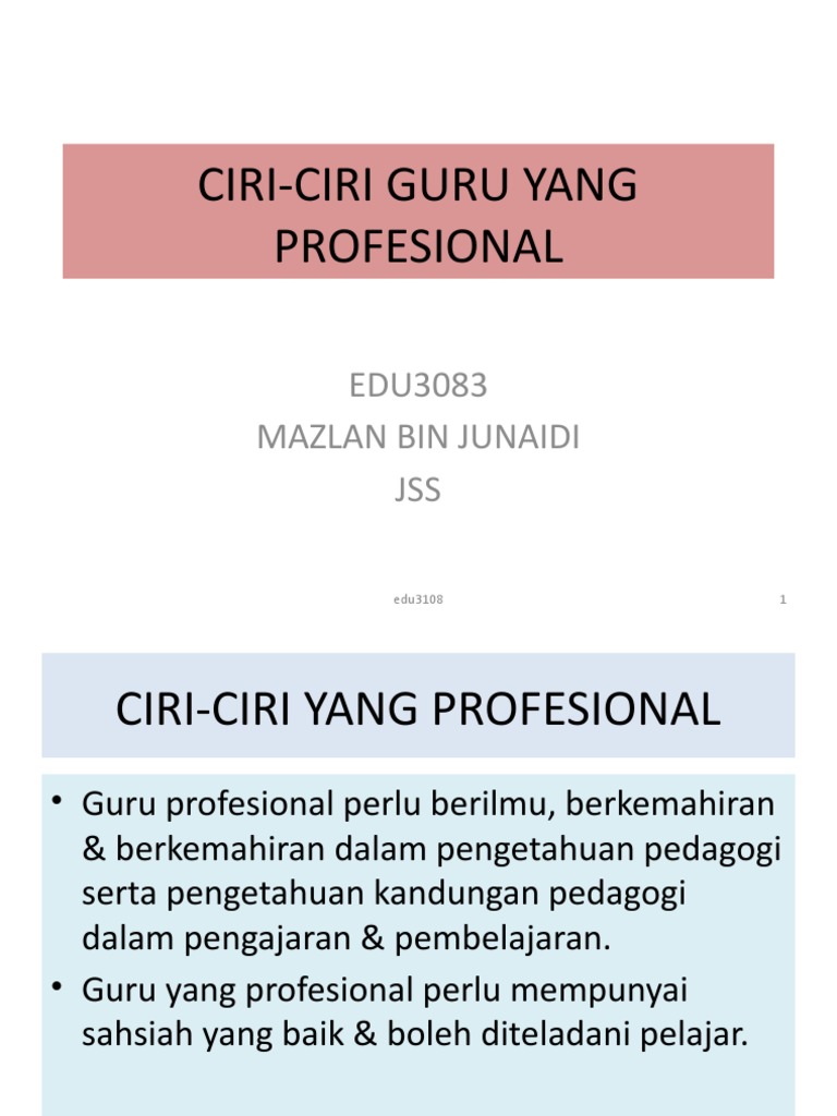 Ciri-Ciri Guru Yang Profesional | PDF