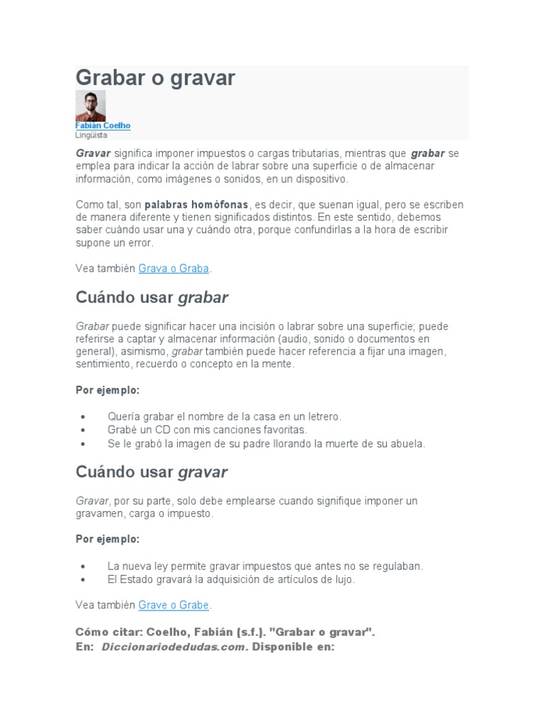 Gravar o Grabar | PDF