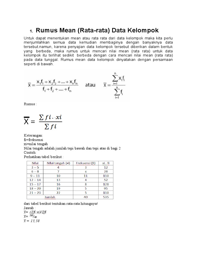 Mean, Median Dan Modus Data Kelompok | PDF | Metode & Bahan Ajar | Komputer