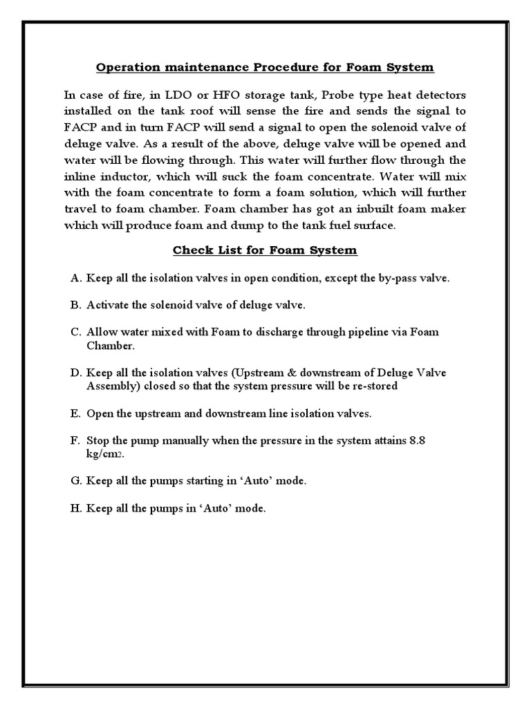 Foam System Operation & Maintenance Guide | PDF
