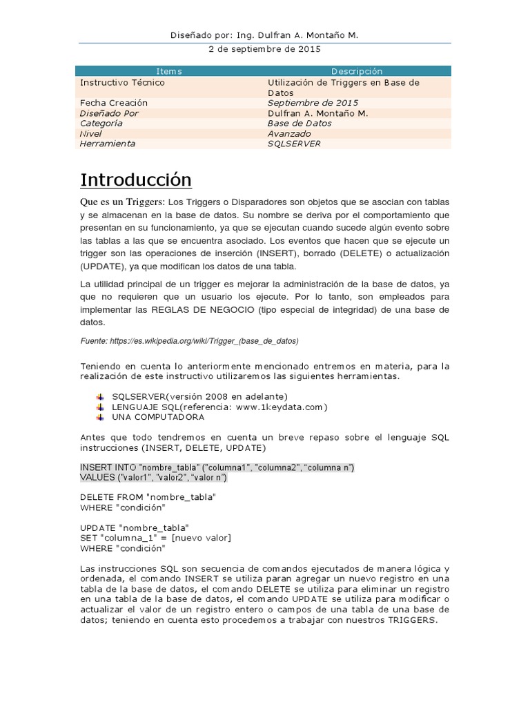 Guía Avanzada de Triggers en SQL Server | PDF | SQL | Servidor SQL de Microsoft