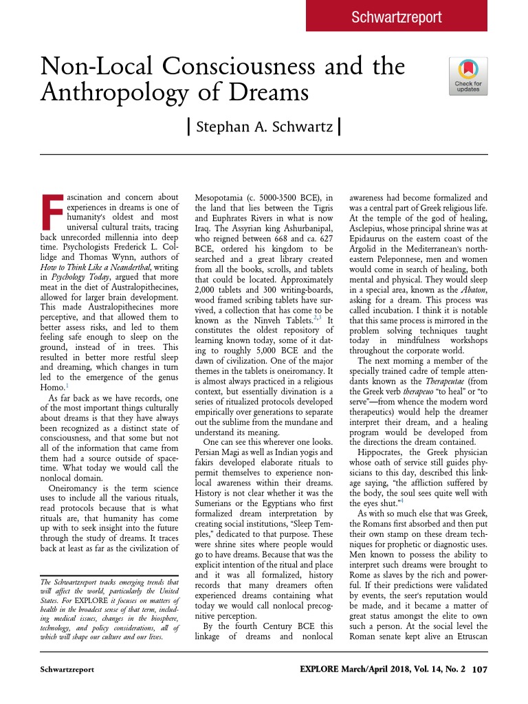 Non-Local Consciousness and The Anthropo PDF | PDF | Rapid Eye Movement Sleep | Dream