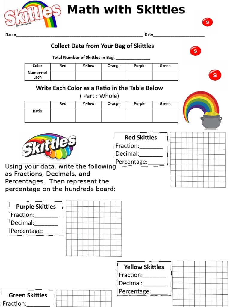 Sarah Knapp - Math Handouts Skittles | PDF | Fraction (Mathematics ...