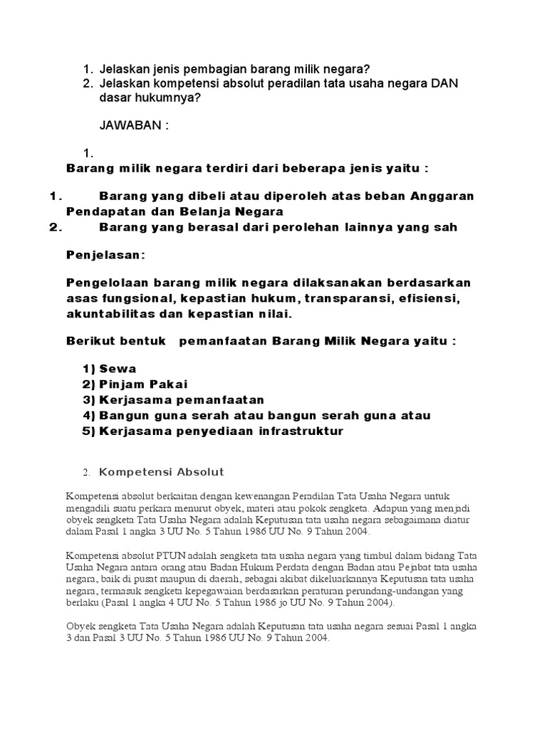 Pembagian Barang Milik Negara | PDF