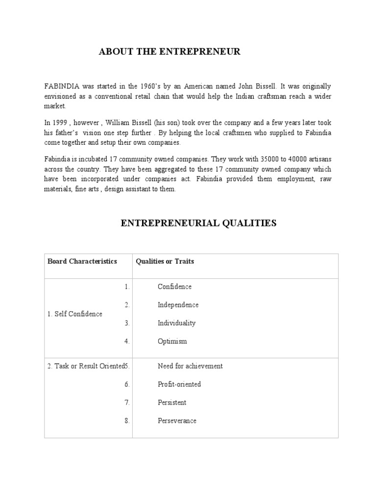 About The Founder and Qualities | PDF | Entrepreneurship | Leadership