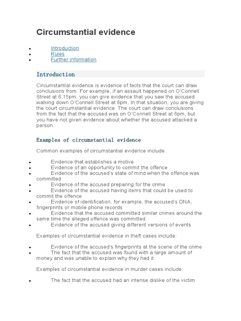 Circumstantial Evidence 1 | PDF | Circumstantial Evidence | Evidence