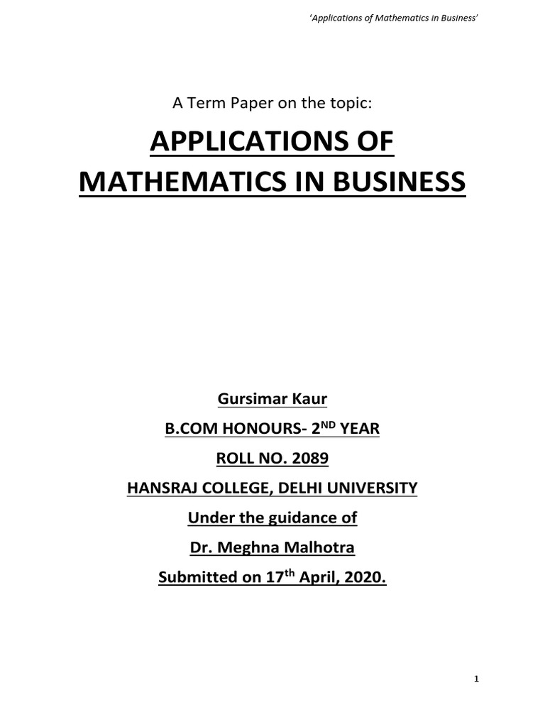 Business Math Applications in Commerce | PDF | Teaching Mathematics ...