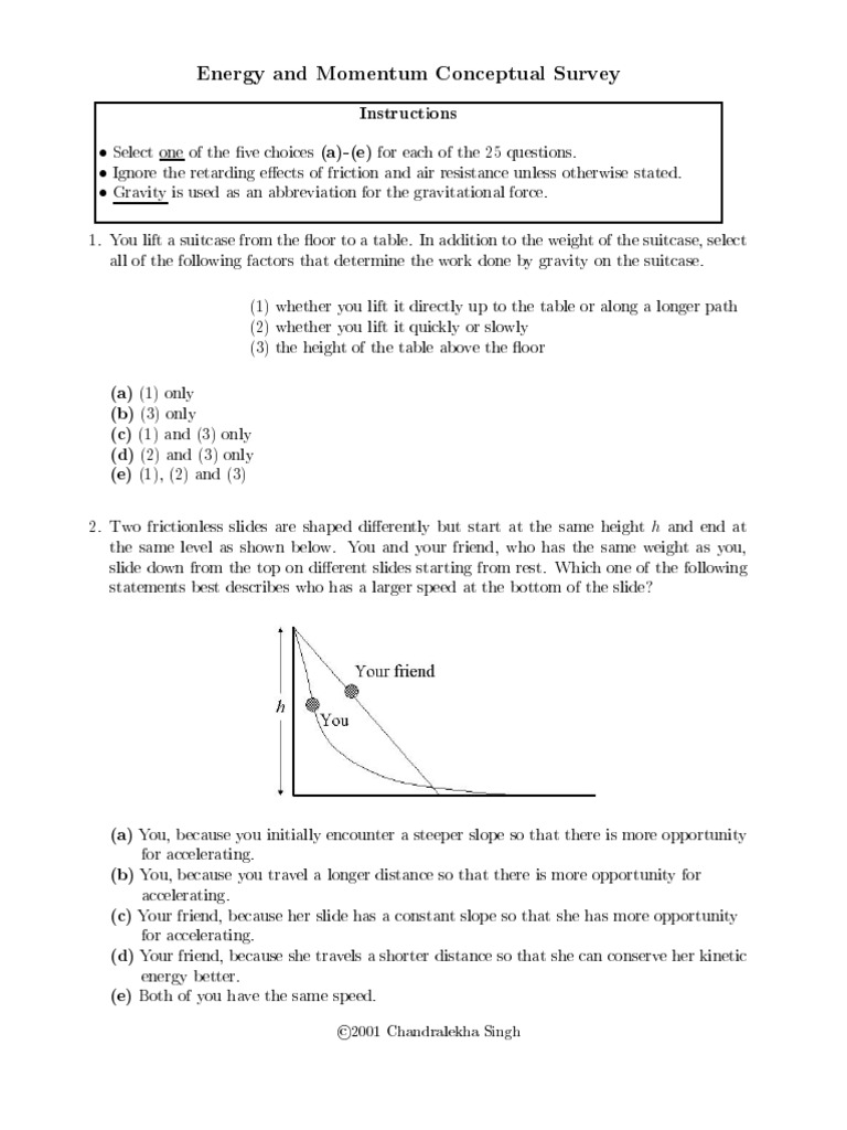 Energy and Momentum Conceptual Survey | PDF | Momentum | Collision