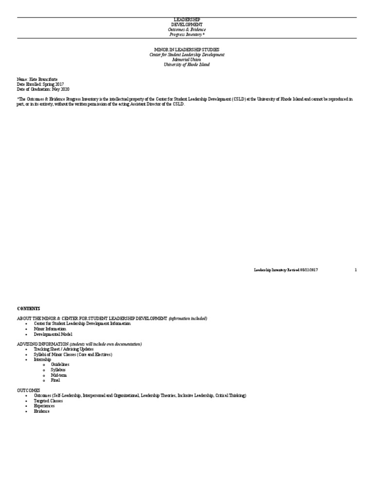 Leadership Inventory 2020 | PDF | Applied Psychology | Action (Philosophy)