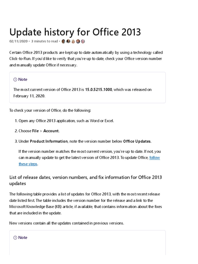 Office 2013 Update History Overview | PDF | Microsoft Office 2013 ...