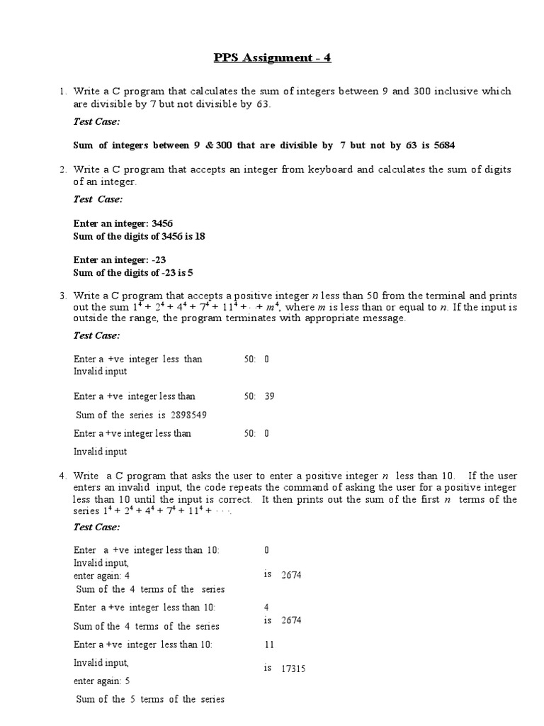 PPS Assignment-4 | PDF | Numbers | Integer