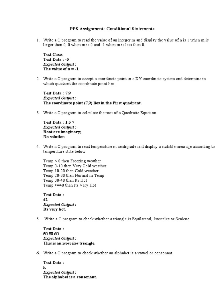 PPS Assignment - Conditional Statements | PDF