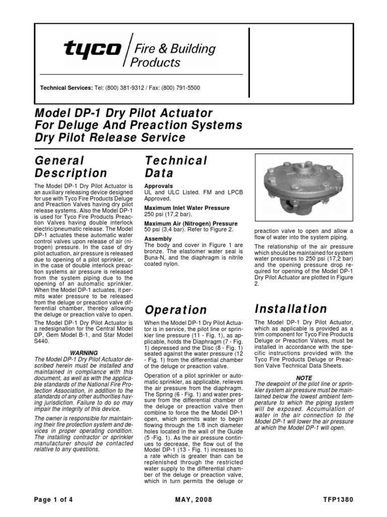 Valve DP-1 Pilot Actuador | PDF | Valve | Fire Sprinkler System