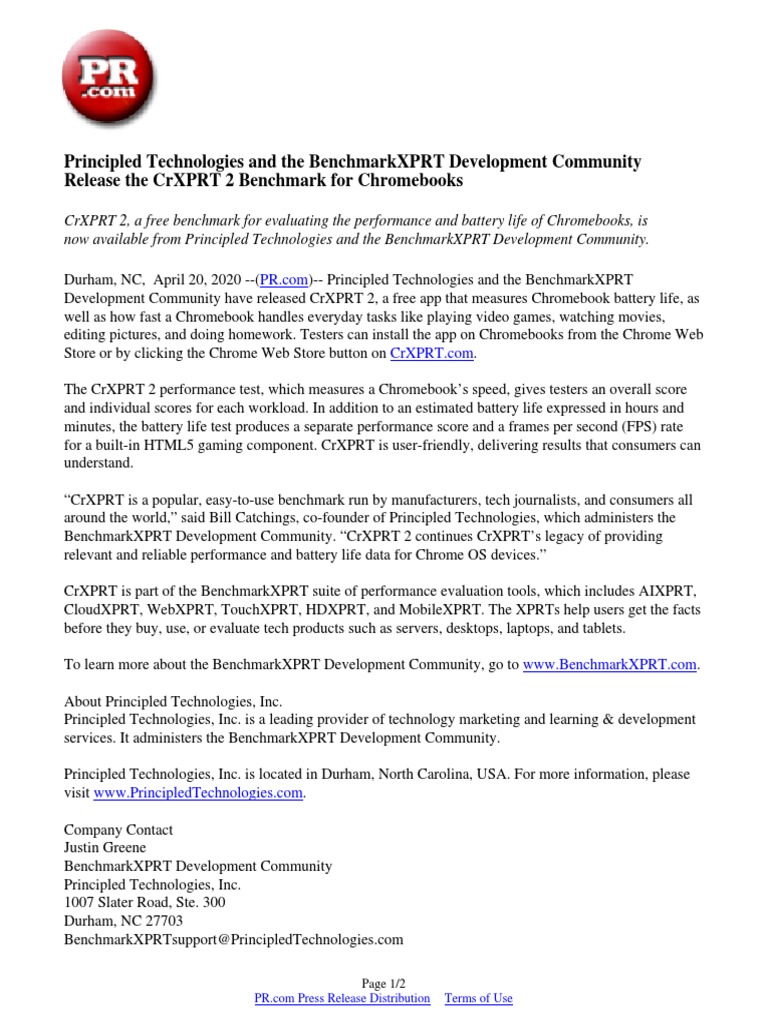 Principled Technologies and The BenchmarkXPRT Development Community ...