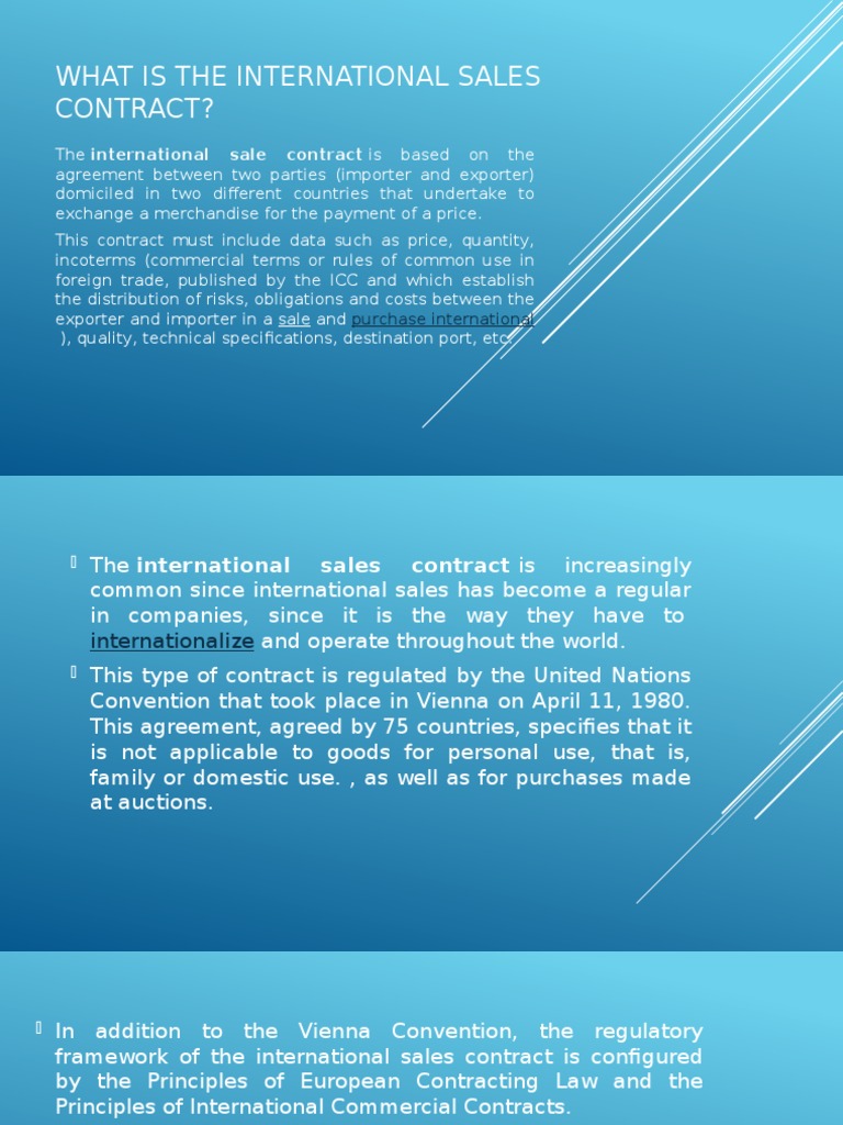 What Is The International Sales Contract | PDF | Trade | Business Law