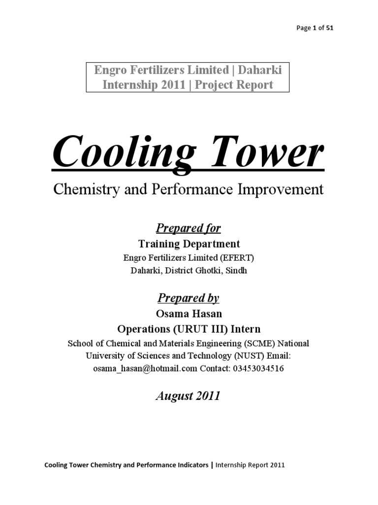Cooling Tower Chemistry & Performance Report | PDF | Heat Transfer | Heat
