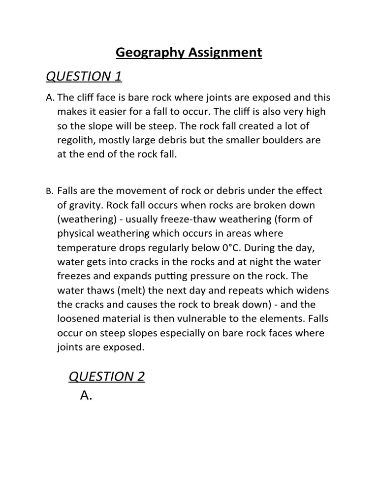 Geography cliff rock assignment | PDF
