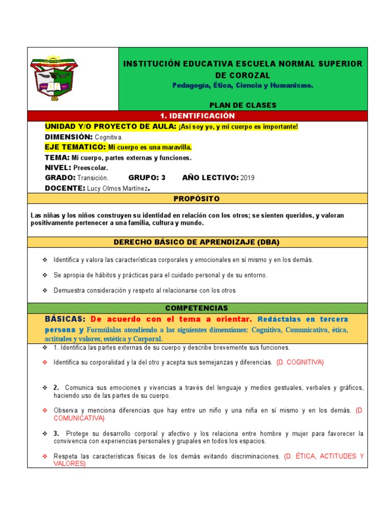 PREESCOLAR - Mi Cuerpo | PDF | Educación de la primera infancia ...