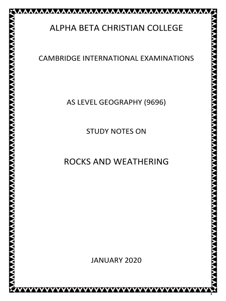 As Notes On Rocks and Weathering 2020 | PDF | Plate Tectonics | Weathering