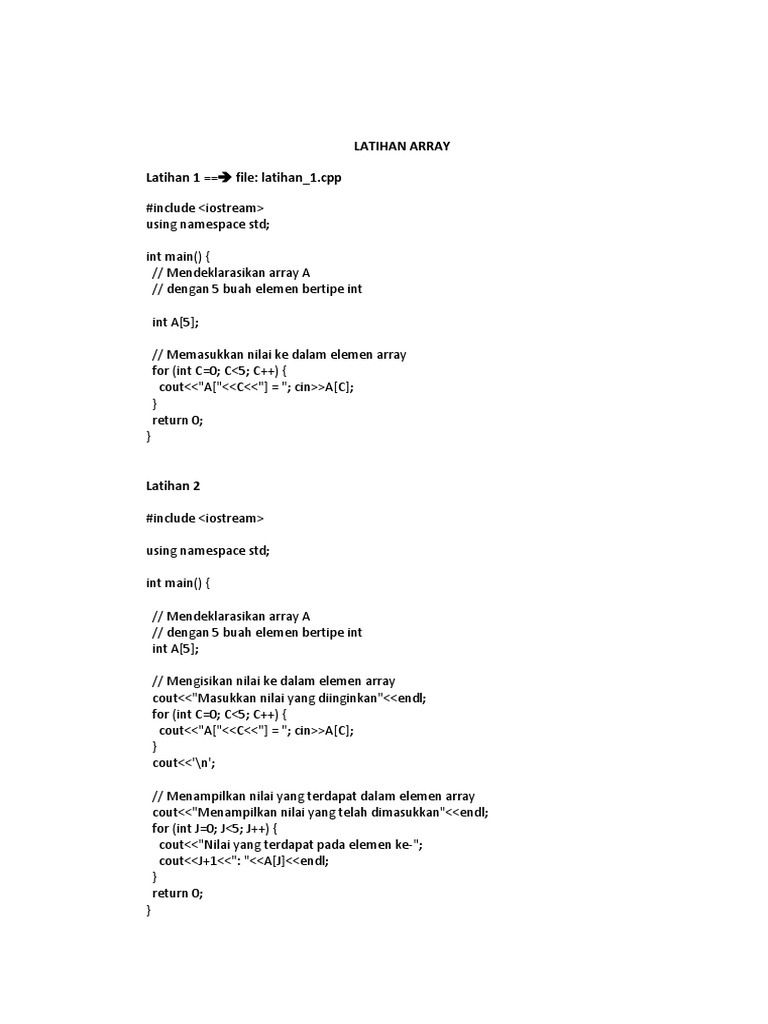 LATIHAN ARRAY 1 Dimensi | PDF LATIHAN ARRAY 1 Dimensi | PDF