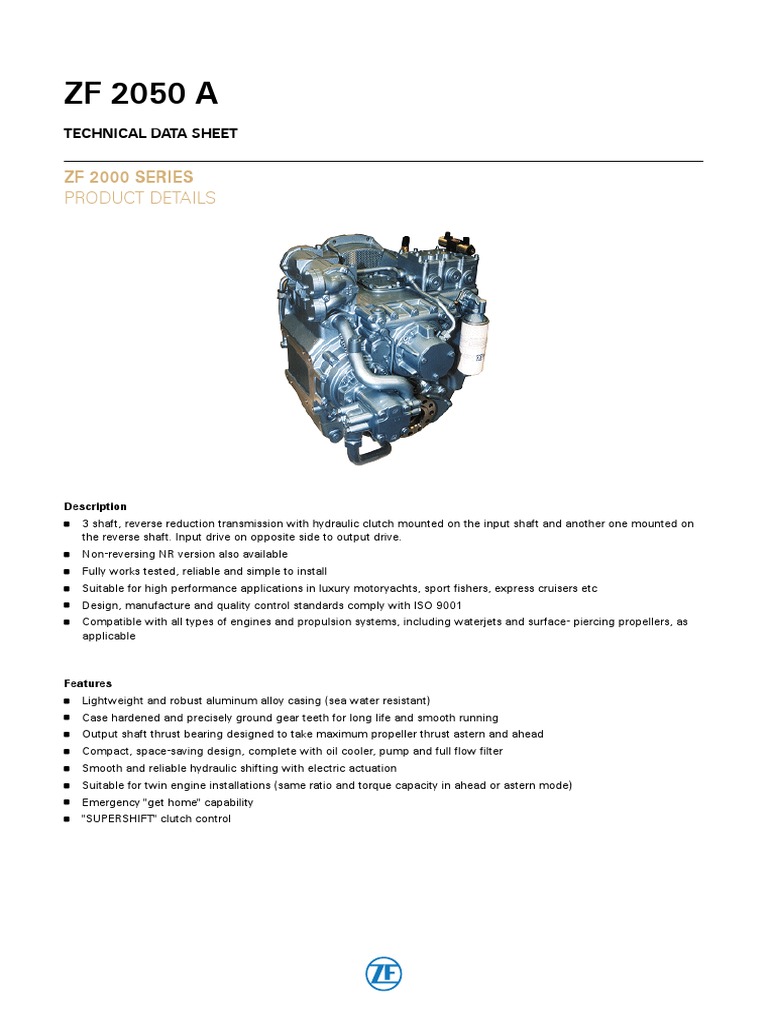 ZF 2000 Series: Product Details | PDF | Horsepower | Transmission ...