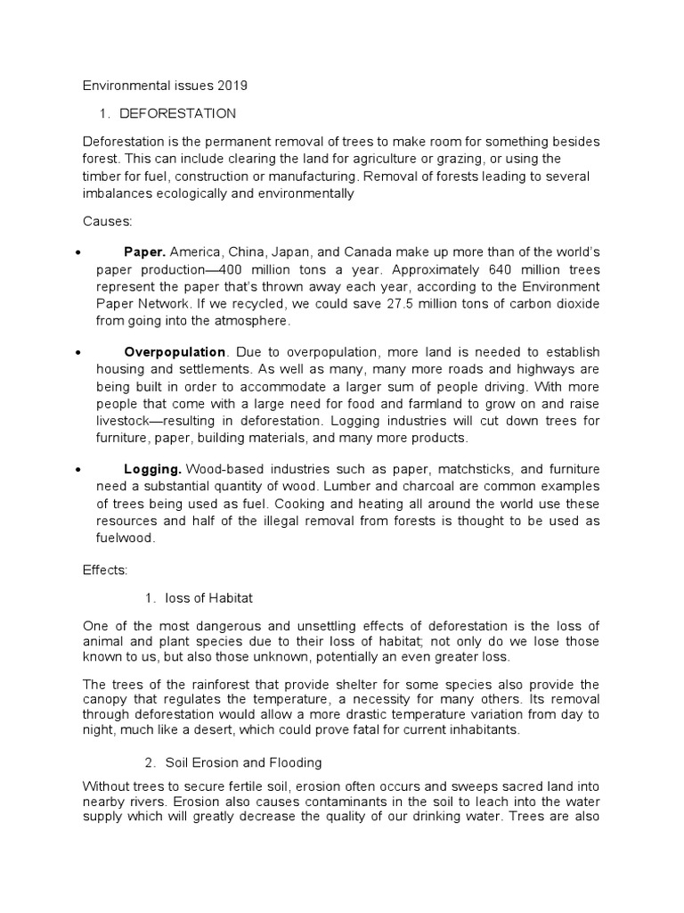 Key Environmental Issues of 2019 | PDF | Global Warming | Deforestation