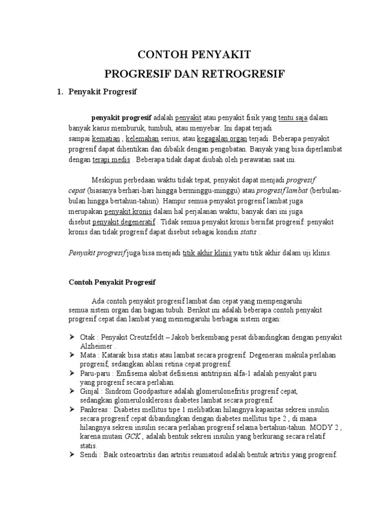 Contoh Penyakit Progresif dan Retrogresif | PDF