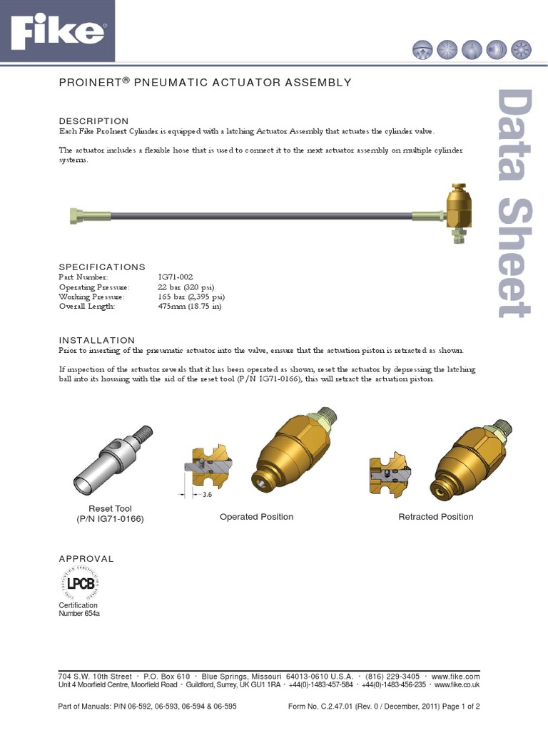 Proinert Pneumatic Actuator Assembly | PDF