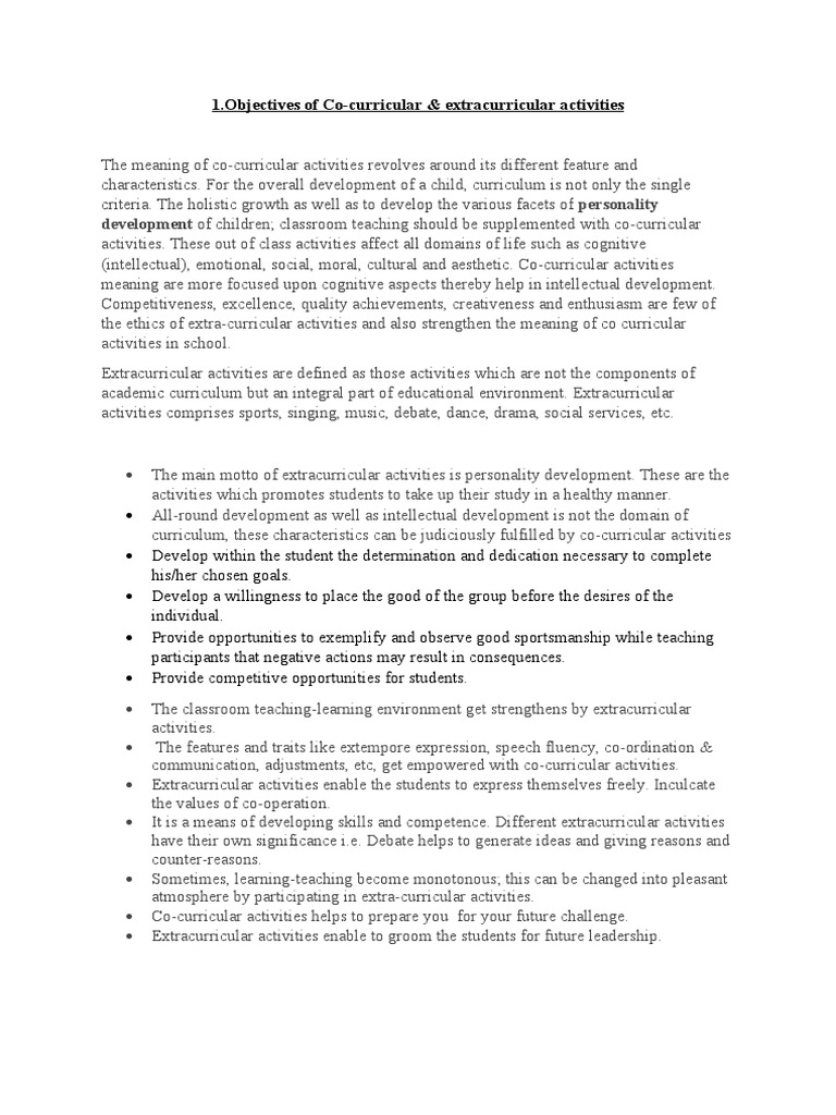 Report Writng - On Observation of Co-Curricular & Extracurricular ...