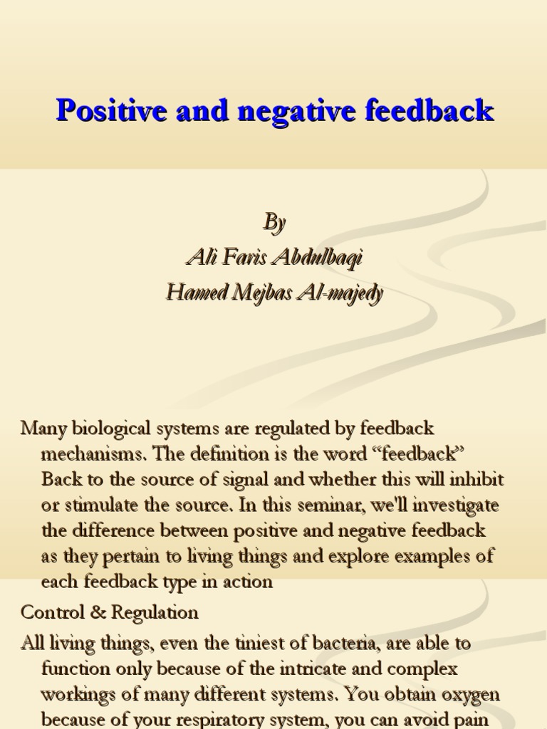 Positive and Negative Feedback | PDF | Homeostasis | Glucose