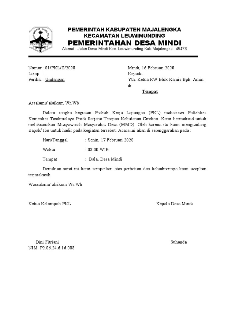 Kop Surat Desa Mindi | PDF
