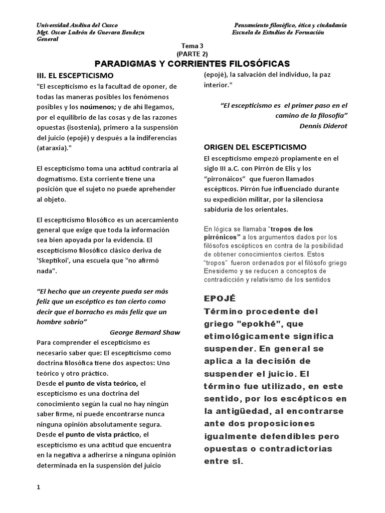 Paradigmas y Corrientes Filosóficas Parte 2 | PDF | Movimientos ...