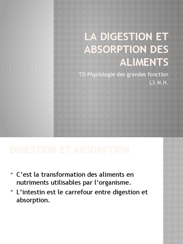 La Digestion Et Absorption Des Aliments | PDF | Lipide | Membrane ...