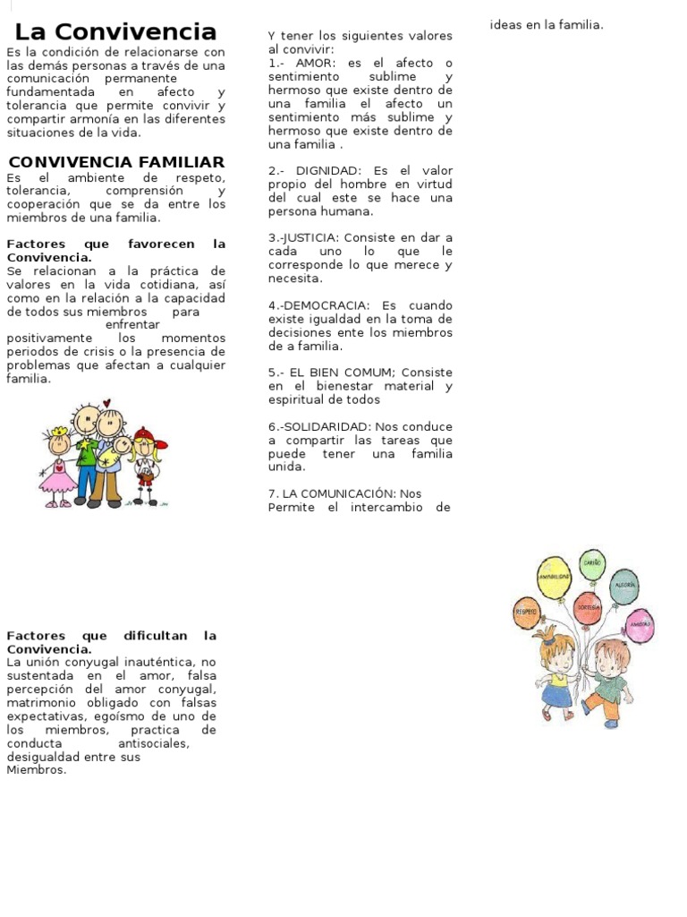 Triptico Sana Convivencia | PDF | Familia | Tolerancia
