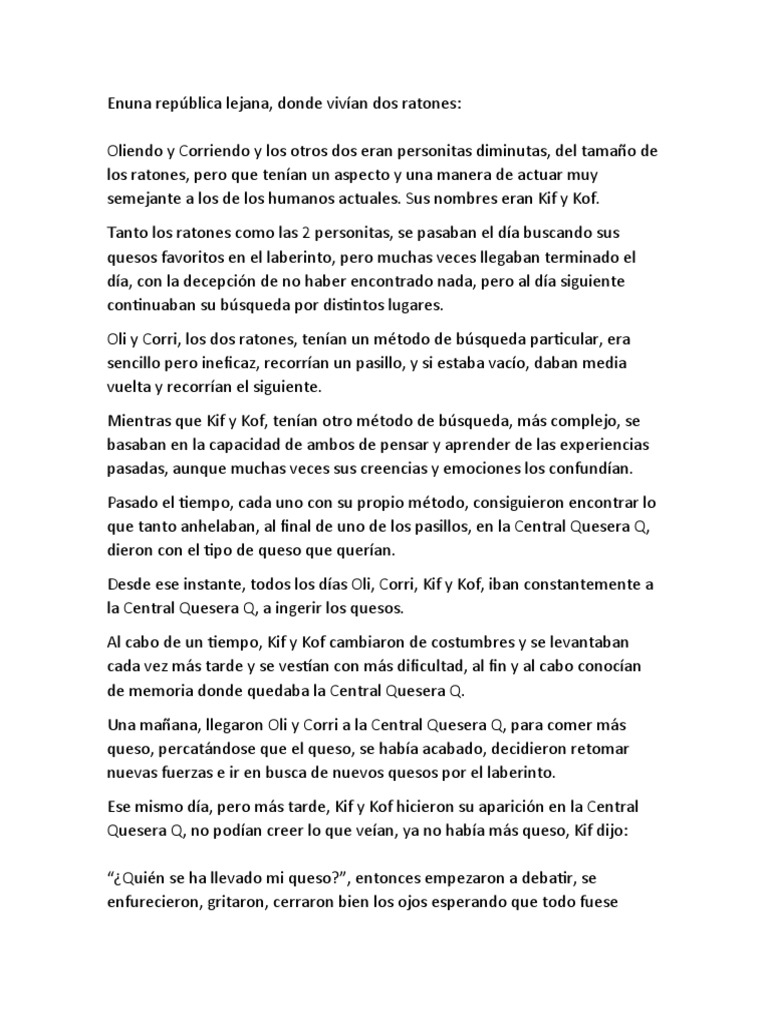 Resumen Quien Se Ha Robado Mi Queso | PDF | Queso