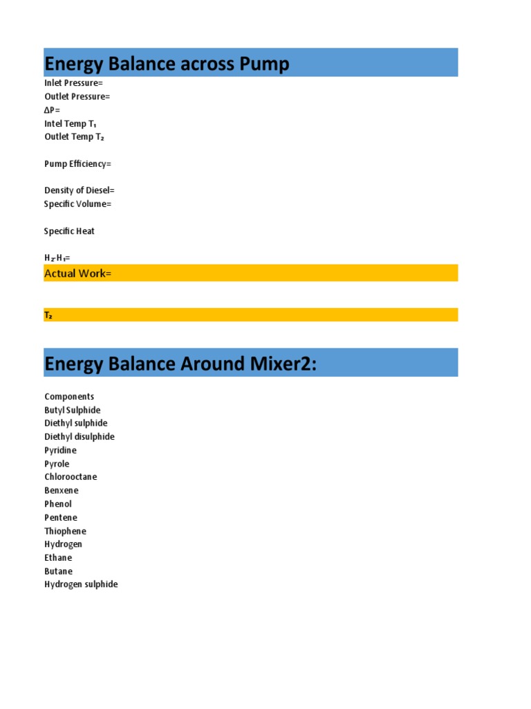Energy Balance Across Pump: Actual Work | PDF | Mole (Unit) | Chemical ...